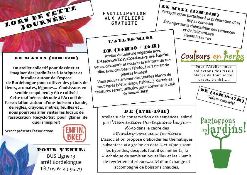 Atelier « Partageons les jardins » – CLAE Biodiversité